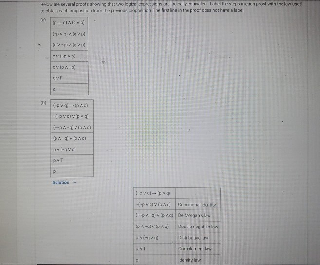 Solved Below are several proofs showing that two logical | Chegg.com