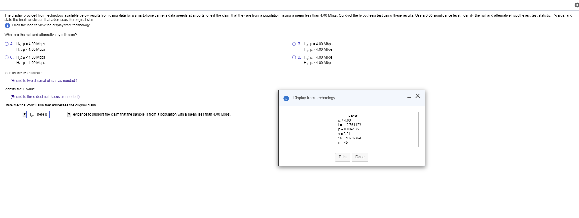 Solved The Bottom options are Reject, Fail to reject, | Chegg.com