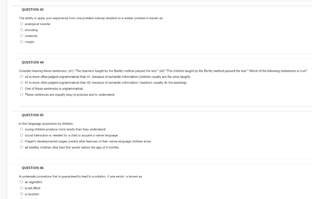 Solved QUESTION 43 The ability to apply your experience from | Chegg.com