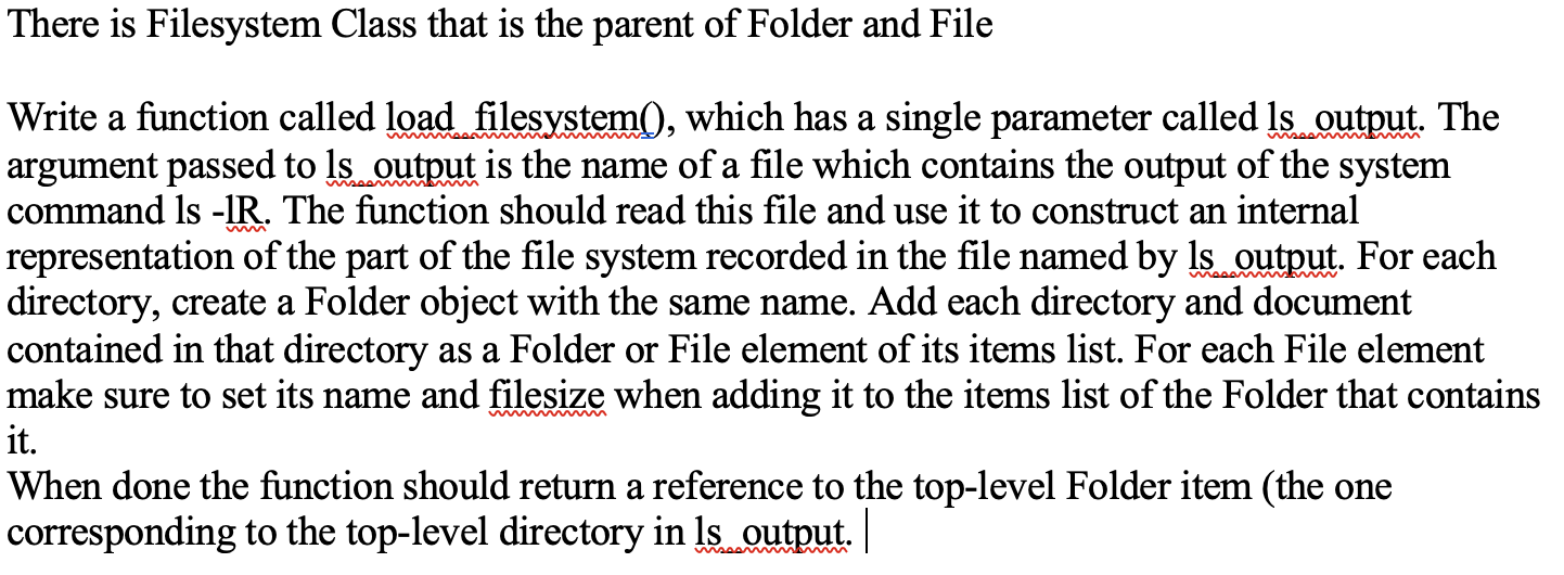 Filesystem class has name, Folder has name from | Chegg.com