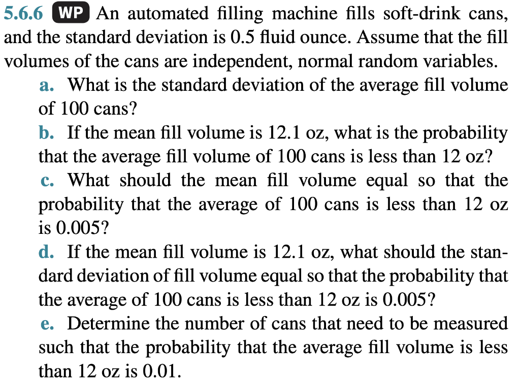 Solved 5.6.6 WP An automated filling machine fills | Chegg.com