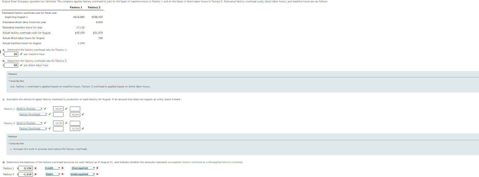 Solved a. ﻿Determine the factory overhead rate for Factory | Chegg.com