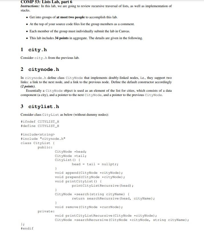 Solved COMP 53: Lists Lab, part 6 Instructions: In this lab, | Chegg.com