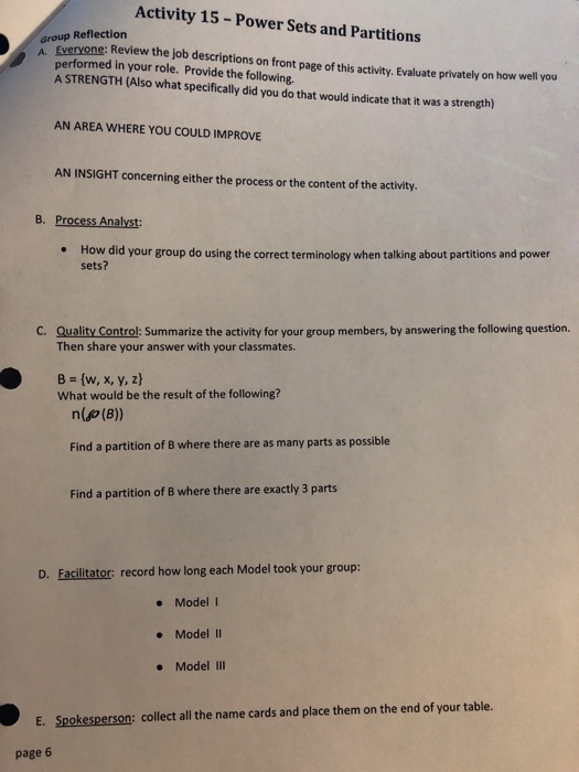 Solved Activity 15-Power Sets and Partitions start time: | Chegg.com