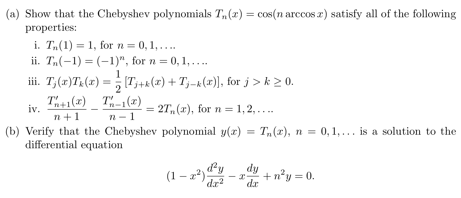 (a) Show that the Chebyshev polynomials | Chegg.com
