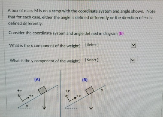 Solved A box of mass M is on a ramp with the coordinate | Chegg.com
