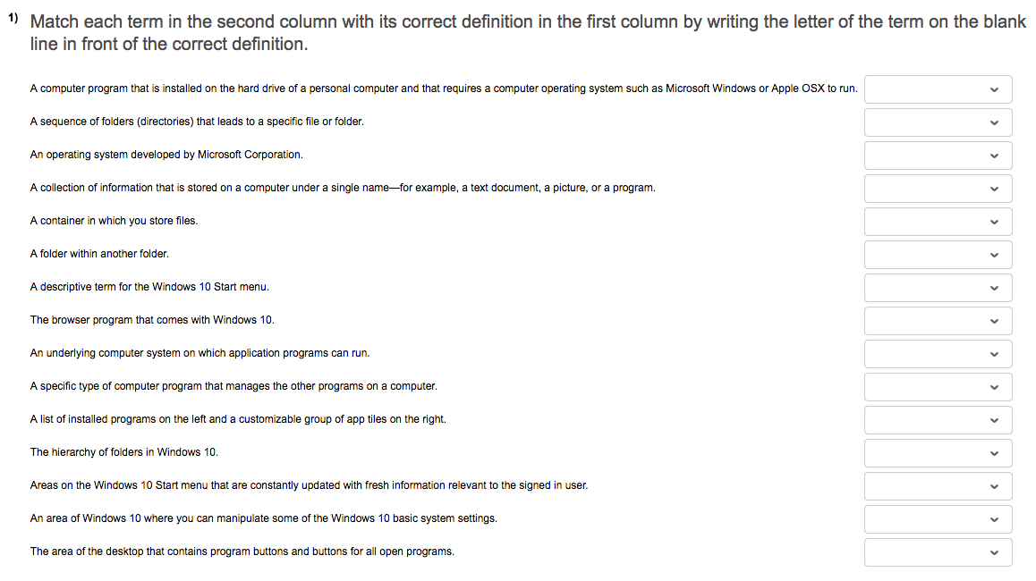 Solved 1) Match each term in the second column with its | Chegg.com