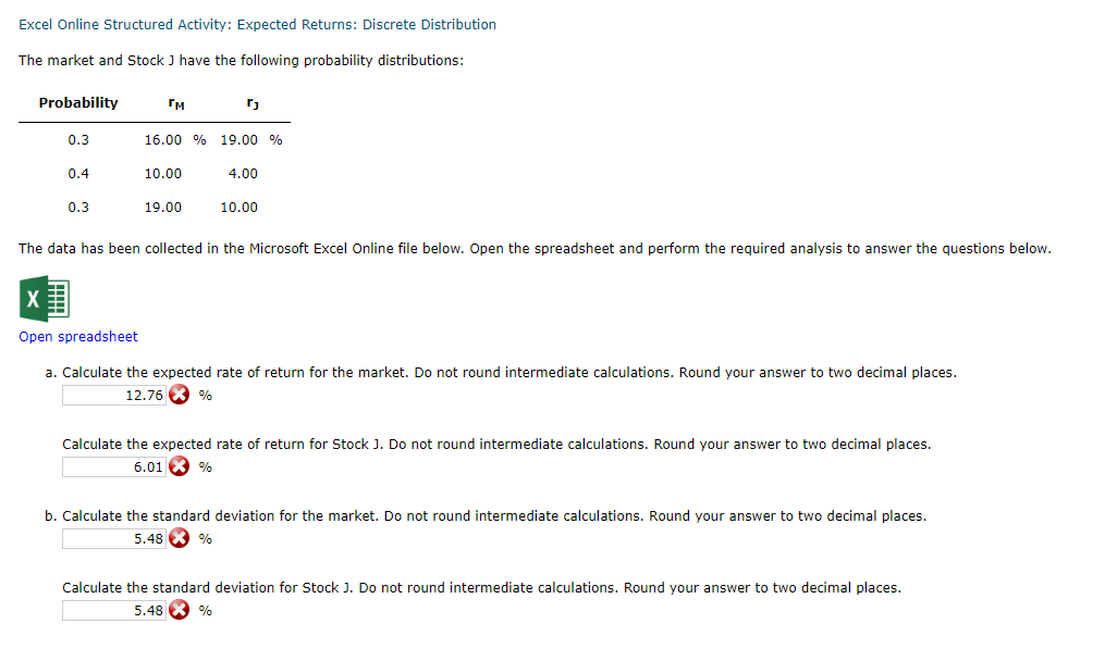 Solved Excel Online Structured Activity: Expected Returns: | Chegg.com