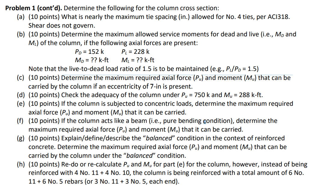 Solved Problem 1. The column cross section shown in Fig. 1 | Chegg.com