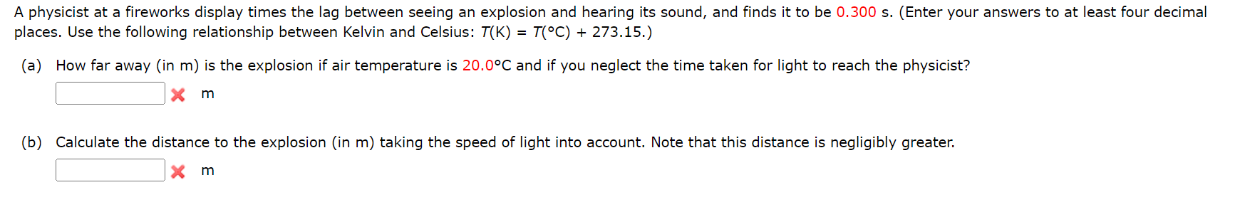Solved A physicist at a fireworks display times the lag | Chegg.com