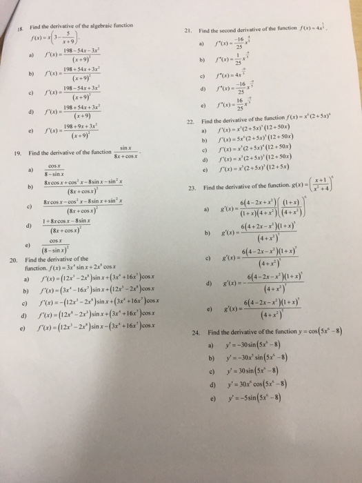 AP Calculus Problem Set: Chapter 1 to 2.5 (Multiple | Chegg.com