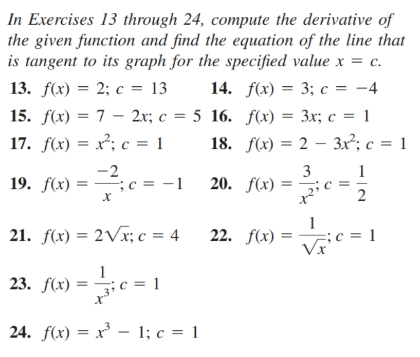 Solved In Exercises 13 through 24, compute the derivative of | Chegg.com