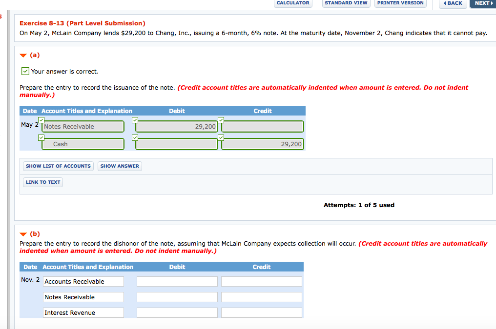 Solved CALCULATOR STANDARD VIEW PRINTER VERSION BACK NEXT | Chegg.com