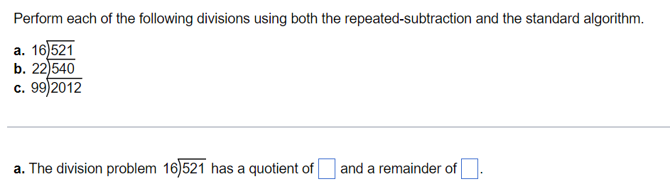 Solved Perform each of the following divisions using both | Chegg.com