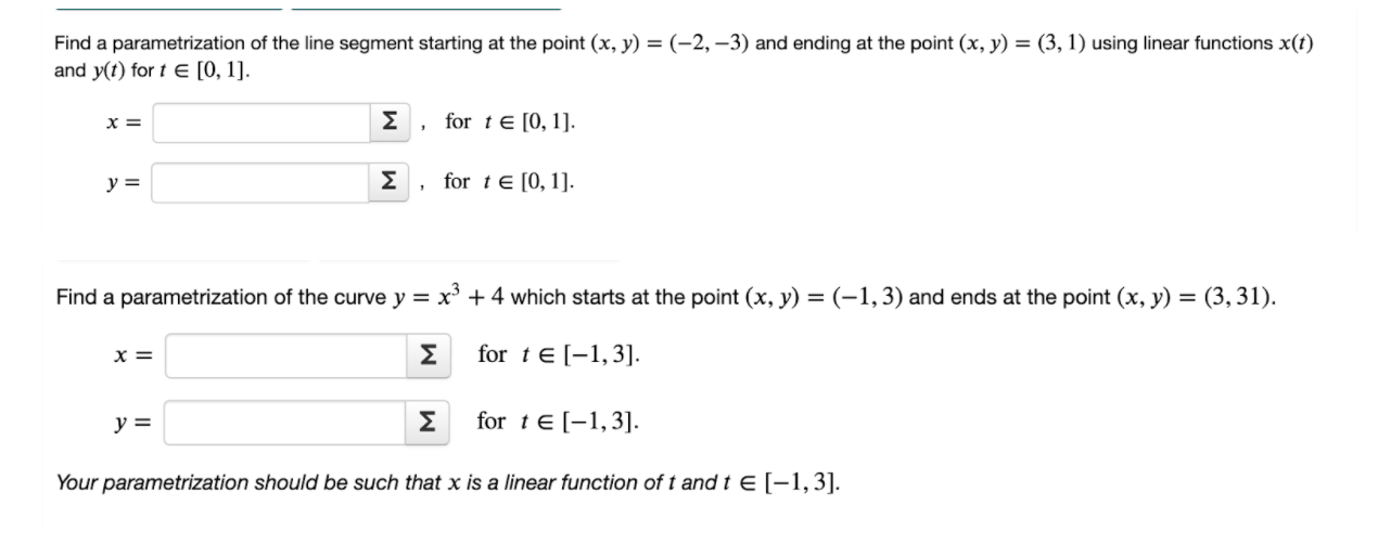 Solved Find a parametrization of the line segment starting | Chegg.com