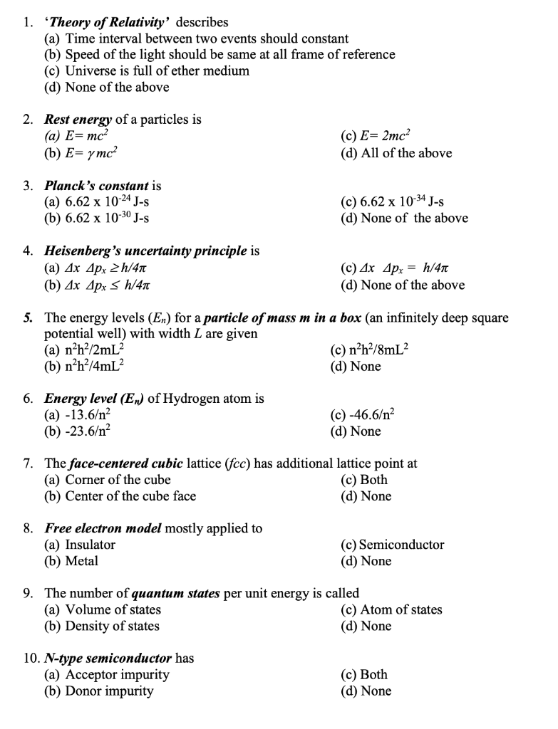 Solved 1. 'Theory of Relativity' describes (a) Time interval | Chegg.com