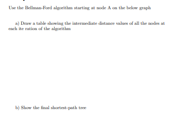 Use the Bellman-Ford algorithm starting at mode A on | Chegg.com