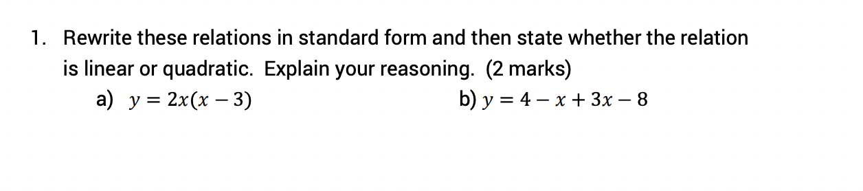 Solved 1. Rewrite these relations in standard form and then | Chegg.com