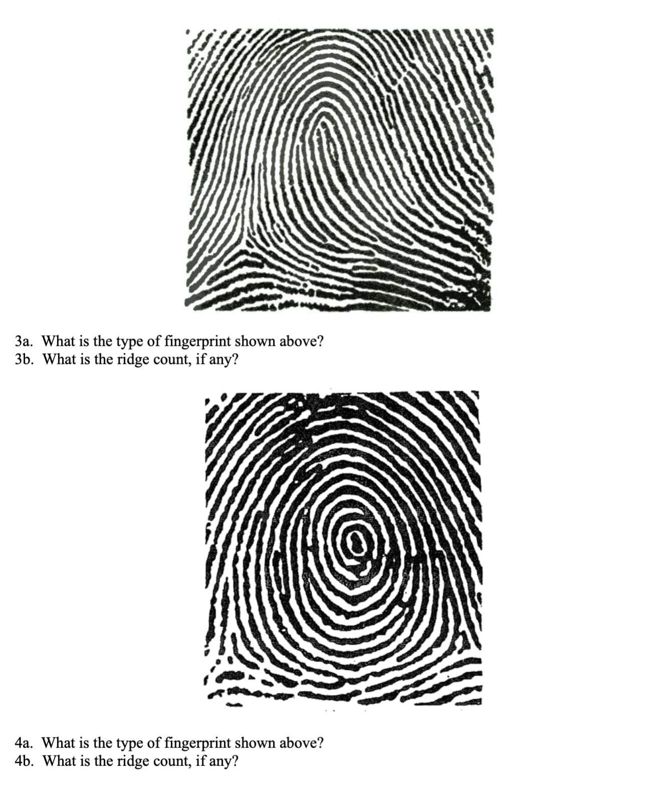 Solved 3a. What is the type of fingerprint shown above? 3b. | Chegg.com