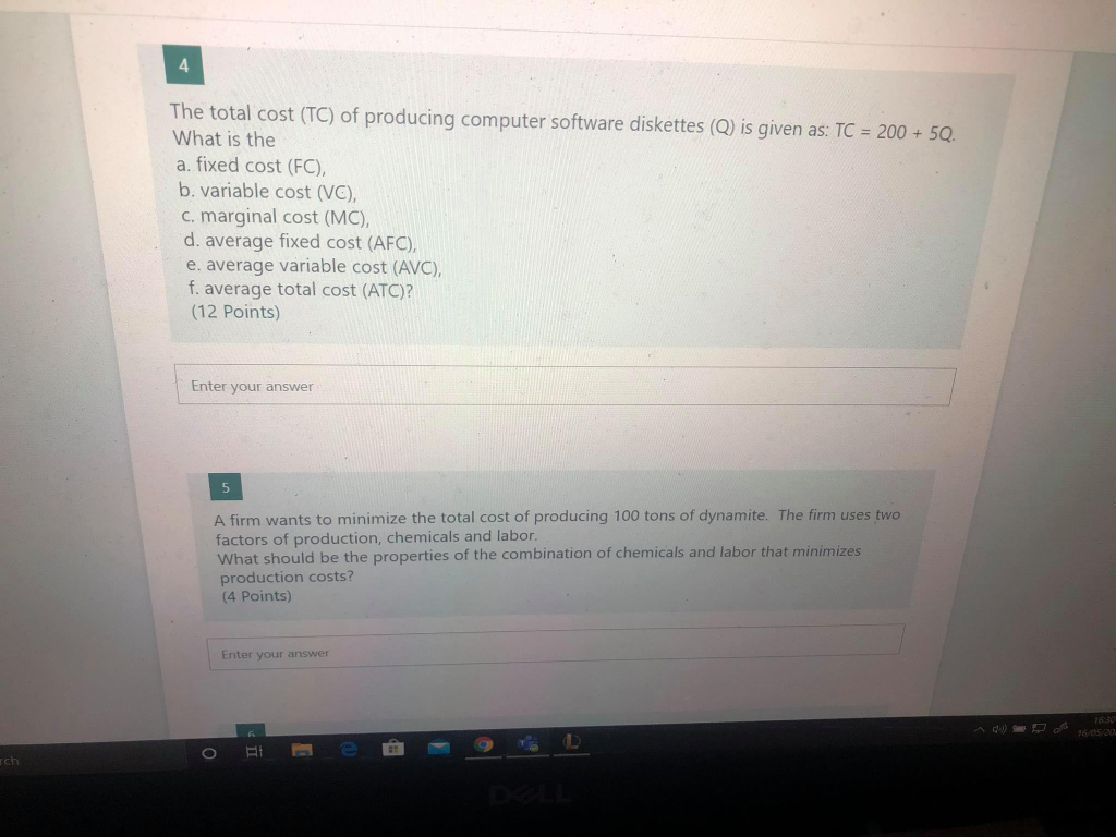 Solved 4 The total cost (TC) of producing computer software | Chegg.com