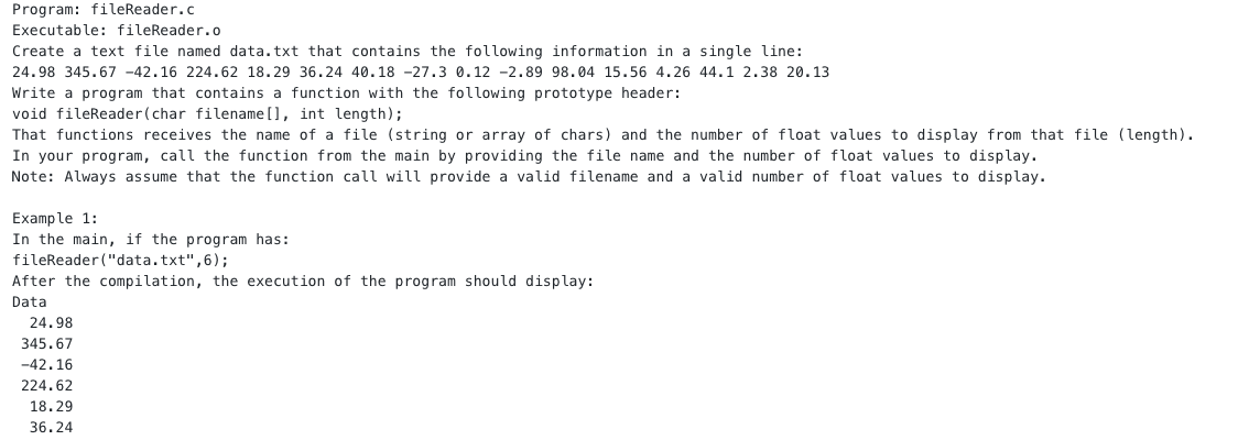 Solved Program Filereader C Executable Filereader O Create