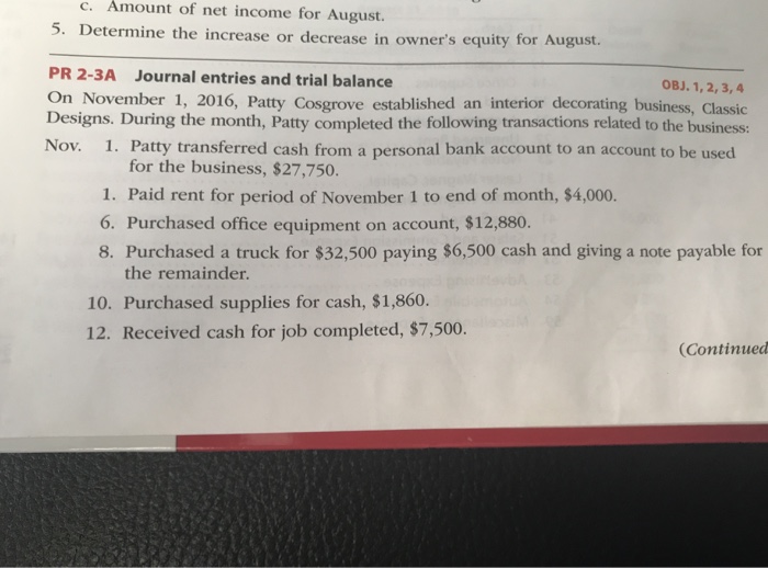 Solved c. Amount of net income for August 5. De termine the | Chegg.com