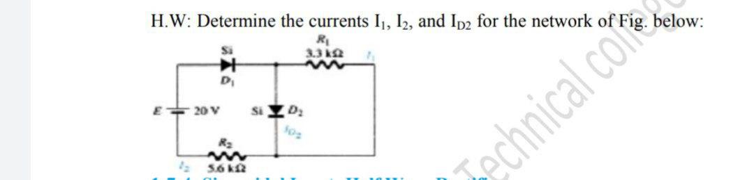 Solved H.W: Determine the currents I1, I2, and Ip2 for the | Chegg.com