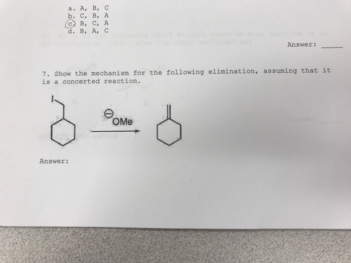 Solved Show the mechanism for the following elimination, | Chegg.com