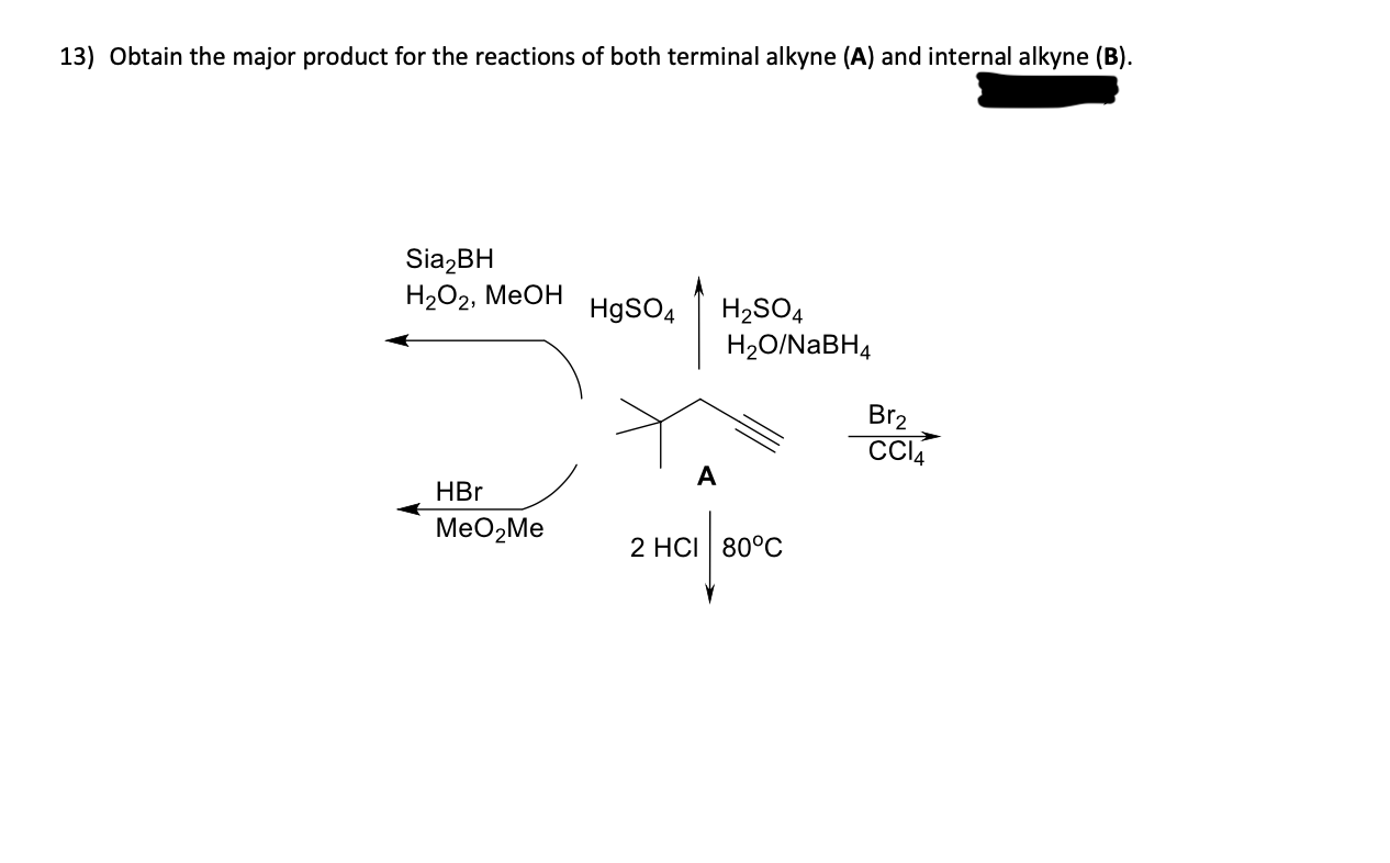 Solved 13) Obtain the major product for the reactions of | Chegg.com