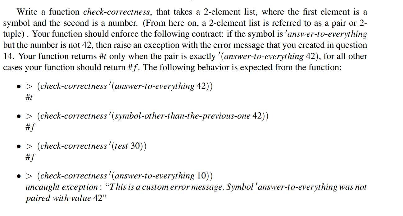 Solved Write a function check-correctness, that takes a | Chegg.com