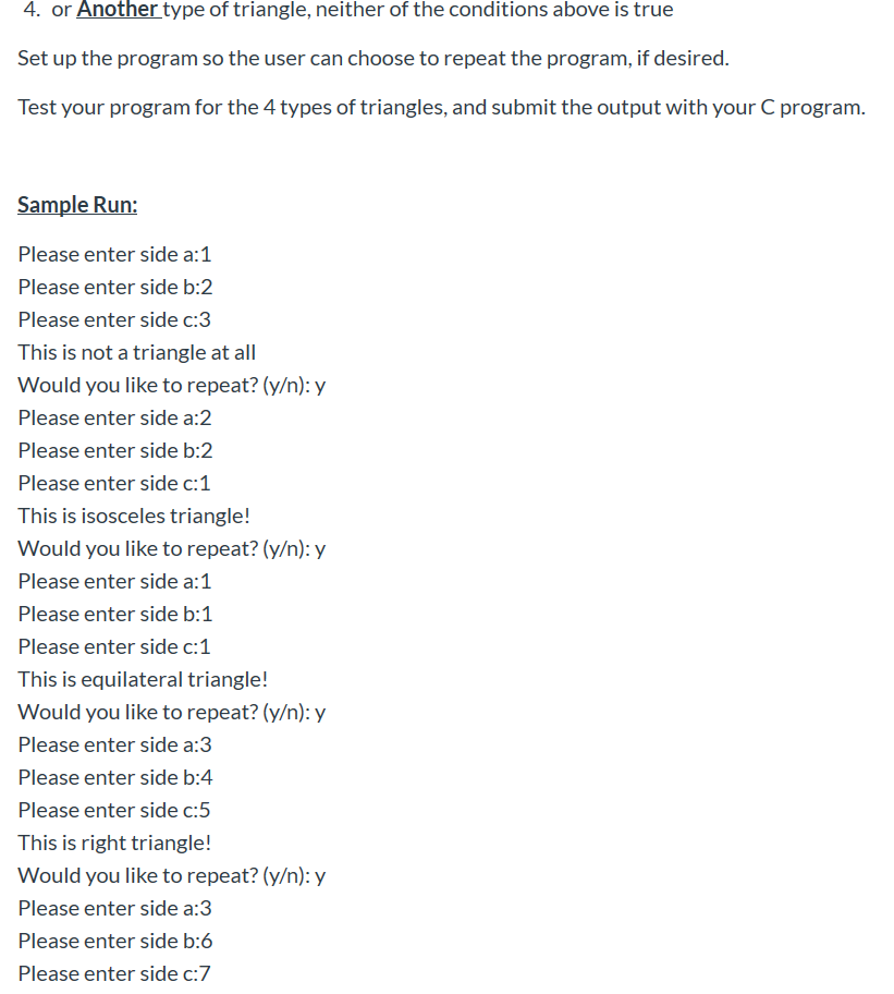 Solved Write a program that accepts the lengths of three | Chegg.com