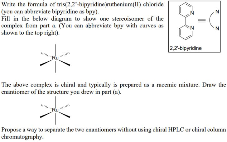 Solved Write the formula of tris(2,2²-bipyridine | Chegg.com