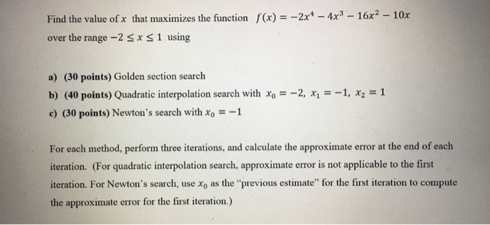 Solved Find the value of x that maximizes the function | Chegg.com