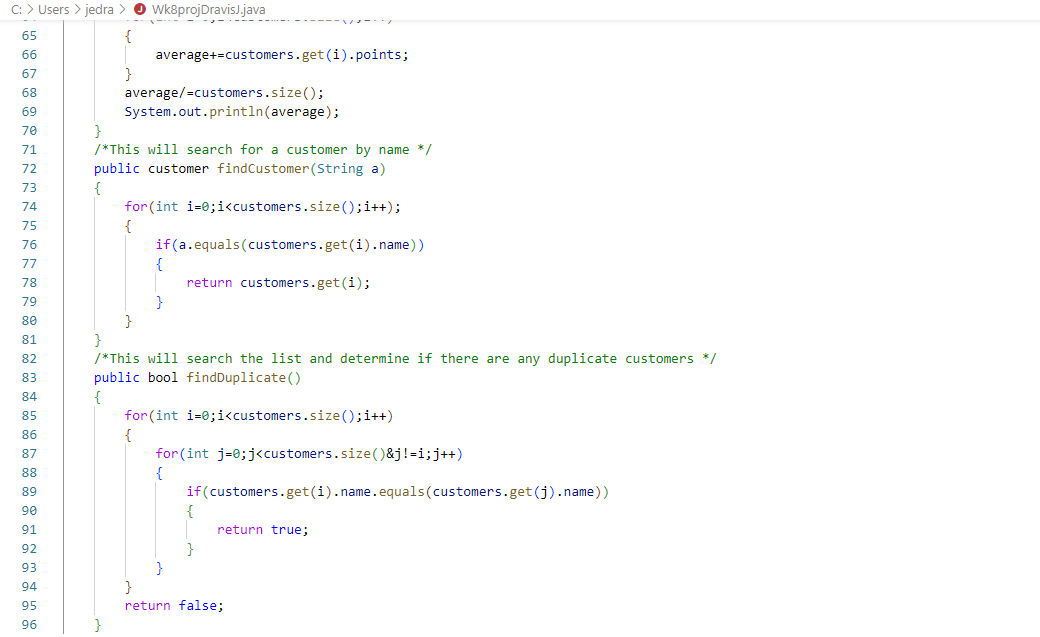 Solved C: > Users > jedra > Wk8projDravisj.java 1 import | Chegg.com