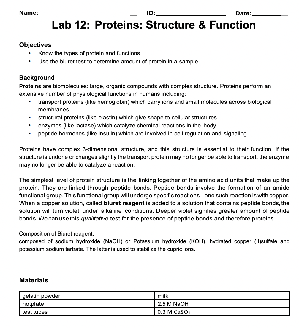 Protein Structure And Function