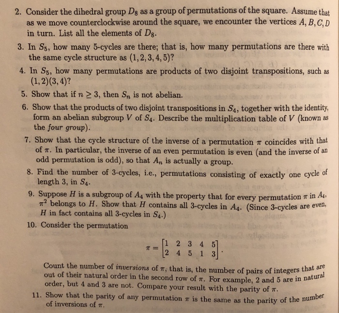 Solved 2. Consider the dihedral group Dg as a group of | Chegg.com Solved 2. Consider the dihedral group Dg as a group of | Chegg.com