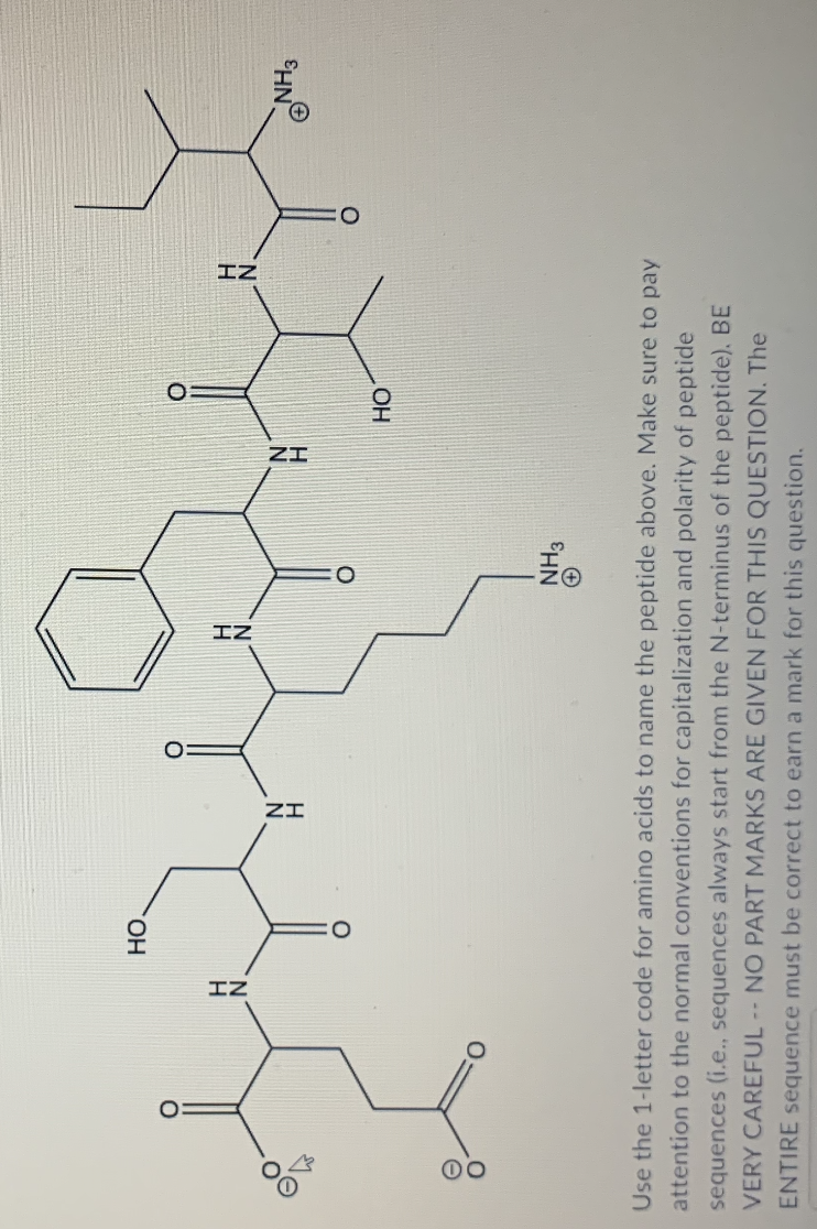 Solved Use the 1-letter code for amino acids to name the | Chegg.com