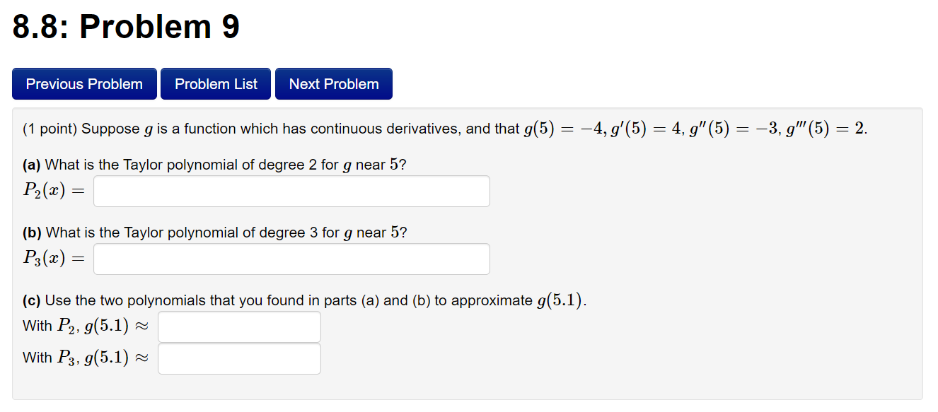 Solved (1 point) Suppose gg is a function which has | Chegg.com