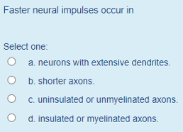 Solved Faster neural impulses occur inSelect one:a. ﻿neurons | Chegg.com