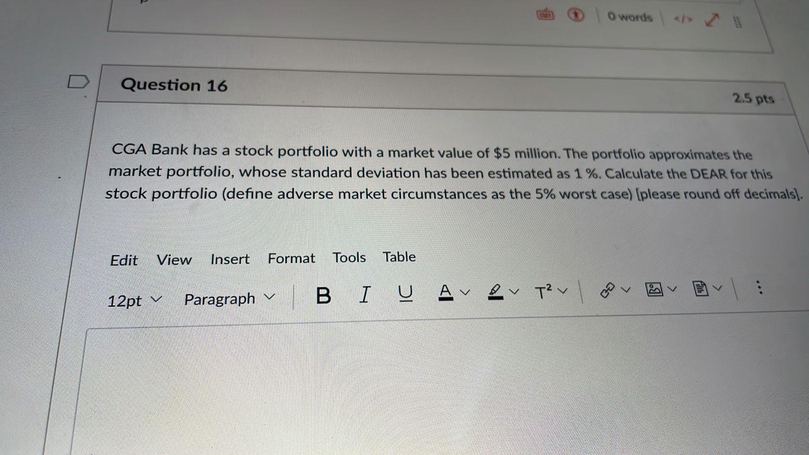 Solved D Question 15 2.5 pts CGA Bank is long in 15 year | Chegg.com
