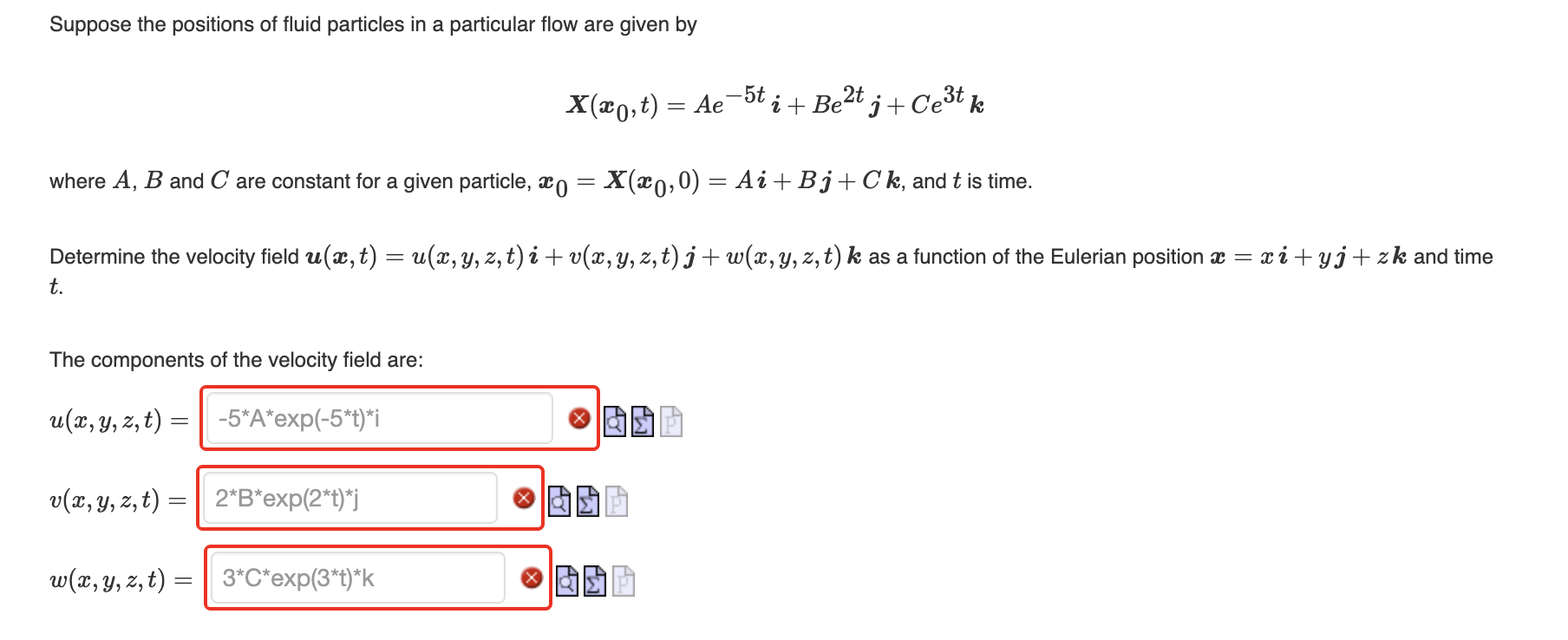 Solved Suppose the positions of fluid particles in a | Chegg.com