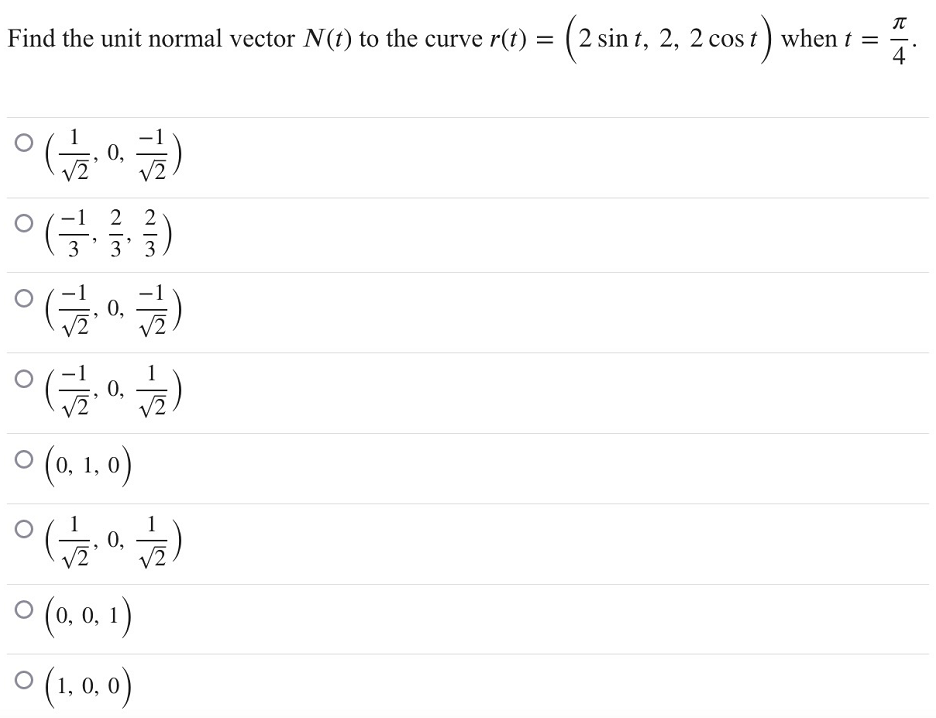 Solved Find the unit normal vector N(t) to the curve r(t) = | Chegg.com