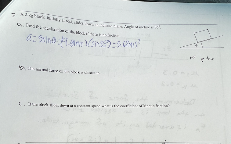Solved A 2-kg block, initially at rest, slides down an | Chegg.com