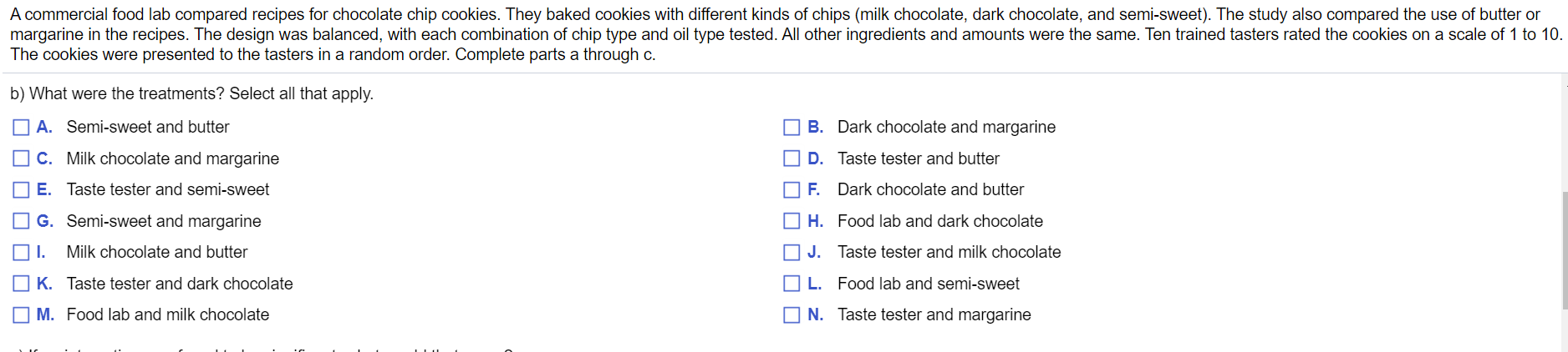 Solved A commercial food lab compared recipes for chocolate | Chegg.com