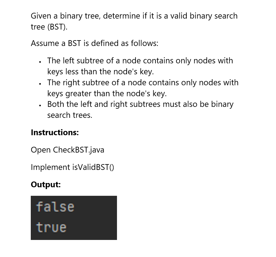 Solved The Code Is In Java Public Class Checkbst 