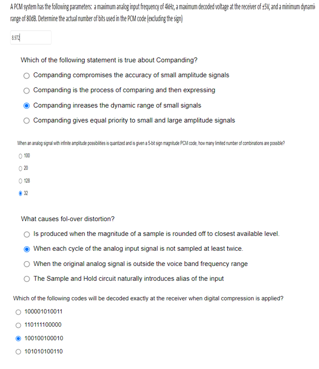 A PCM system has the following parameters: a maximum | Chegg.com