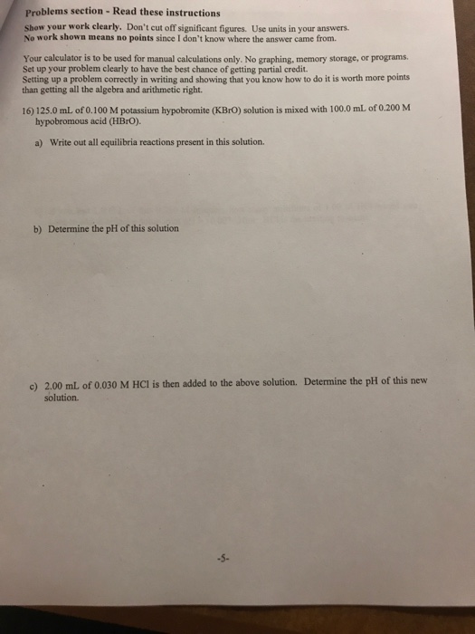 Solved Problems section - Read these instructions Show your | Chegg.com