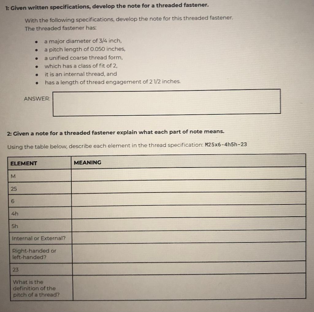 Solved 1: Given written specifications, develop the note for | Chegg.com
