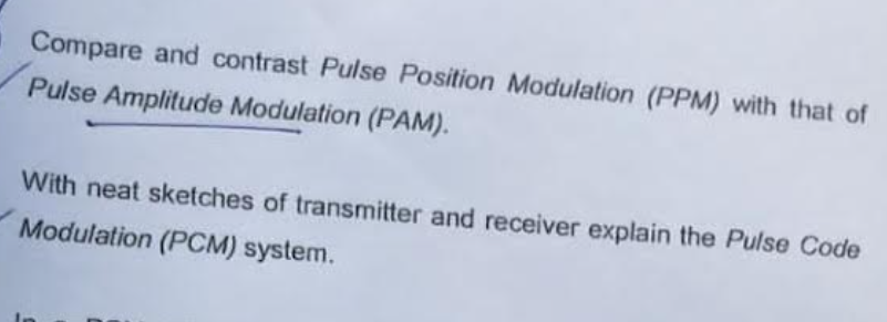 Solved Compare and contrast Pulse Position Modulation (PPM) | Chegg.com