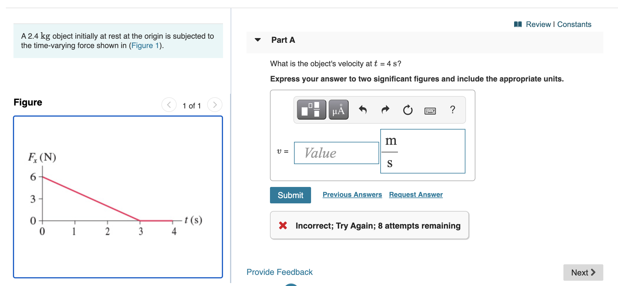 Solved A Review | Constants A 2.4 kg object initially at | Chegg.com